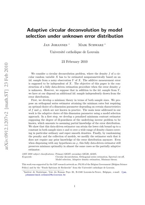 Pdf Adaptive Circular Deconvolution By Model Selection Under Unknown
