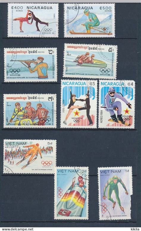 Hiver 1984 Sarajevo 10 timbres oblitérés JEUX OLYMPIQUES D HIVER SARAJEVO 1984 Nicaragua Viet