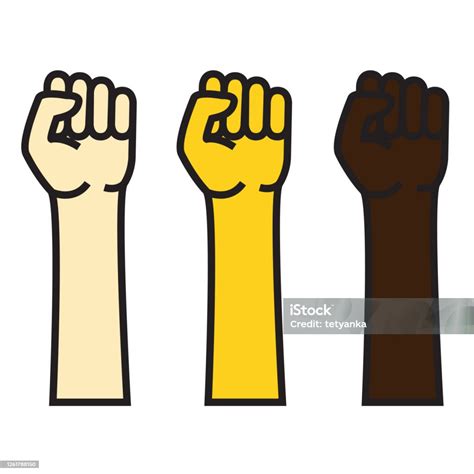 항의 주먹을 들어 올렸다 항의손의 아이콘 자유의 개념 흰색 배경에서 격리된 벡터 그림입니다 0명에 대한 스톡 벡터 아트 및 기타 이미지 Istock