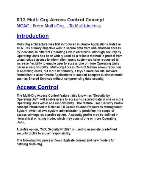R12 Multi Org Access Control Concept Pdf Access Control Business