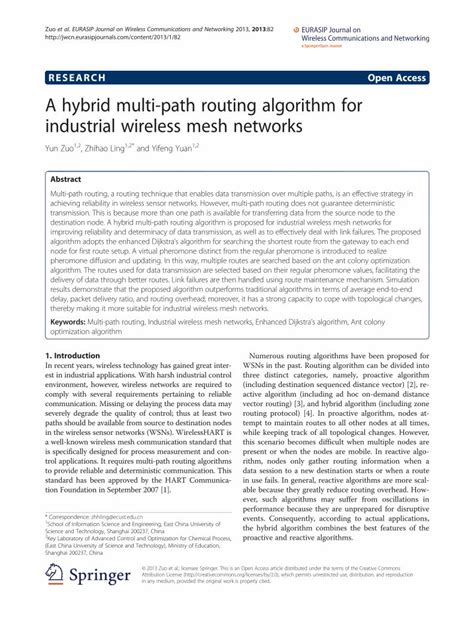 Pdf Research Open Access A Hybrid Multi Path Routing · A Hybrid