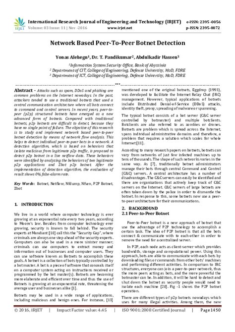 pdf network based peer to peer botnet detection