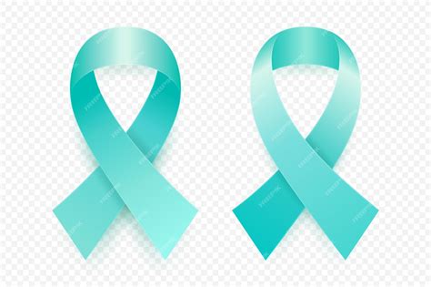 Premium Vector Vector 3d Realistic Teal Ribbon Set Ovarial Cancer
