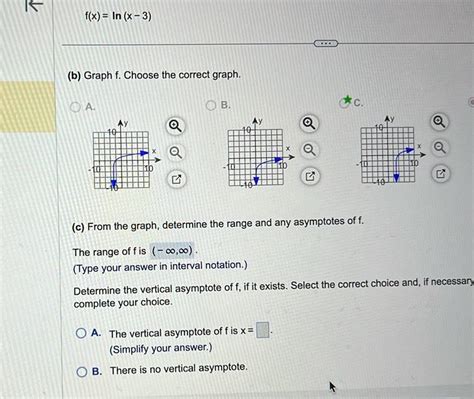 Answered F X In X 3 B Graph F Choose The Correct Graph A 10 G B 7 C C