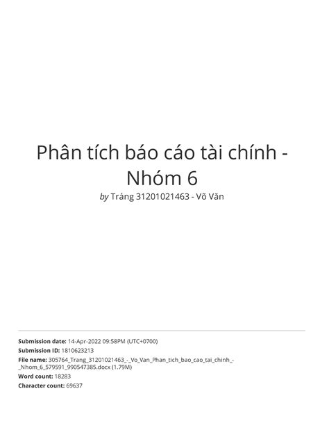 Phân tích báo cáo tài chính Nhóm Corporate Finance Phân tích báo cáo tài chính by Tráng