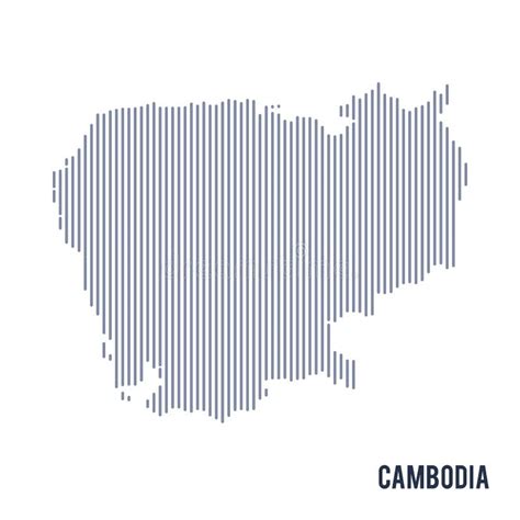 Vector Abstract Hatched Map Of Cambodia With Vertical Lines Isolated On