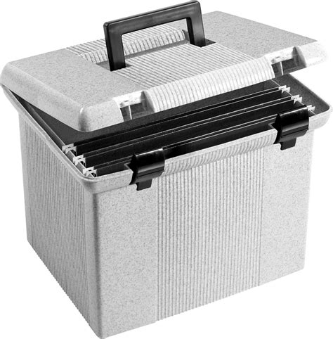 Brandclub Pendaflex Portable File Box With File Rails Hinged Lid With Double Latch Closure