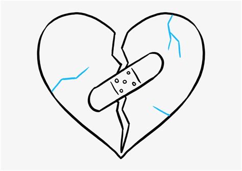 How To Draw Broken Heart Broken Heart With Bandaid Drawing X