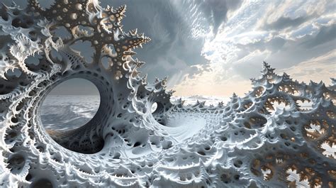 Abstract Fractal Landscape With Cloudy Sky Premium Ai Generated Image