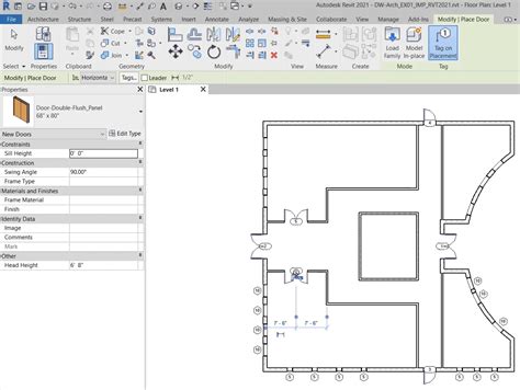 Door And Window Layout And Design In Revit Placing Doors With Tags