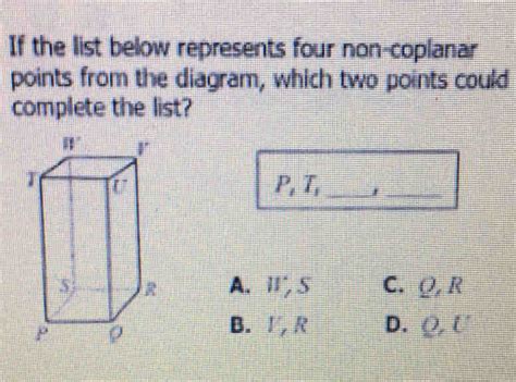 solved if the list below represents four non coplanar points from the