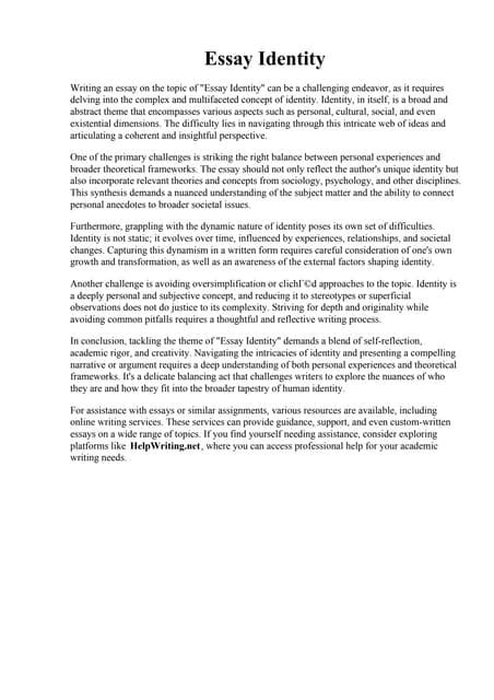 Essay Identitypdf Hair Care Beauty