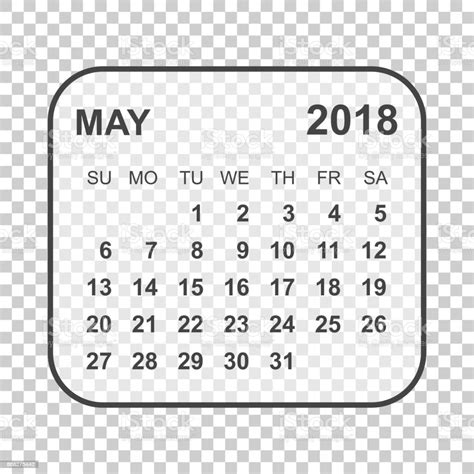 5 월 2018 달력입니다 일정 도우미 디자인 서식 파일입니다 주는 일요일에 시작 됩니다 비즈니스 벡터 일러스트입니다 0명에