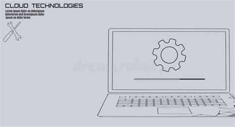 Laptop System Update Settings Computer Online Cloud Data Storage Technology Progress Upgrade