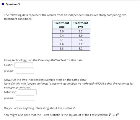 Solved Question 3 The Following Data Represent The Results