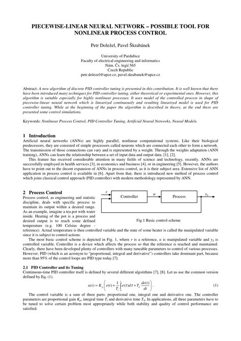 Pdf Piecewise Linear Neural Network Possible Tool For Nonlinear Process Control