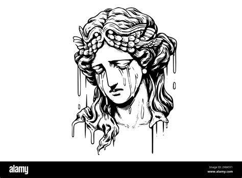 Aphrodite Head Hand Drawn Ink Sketch Engraved Style Vector