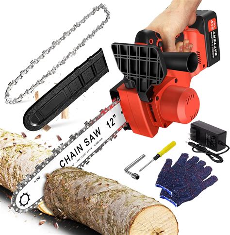 Amazon Electric Chainsaw Cordless 12 Inch 3000mAh Chainsaw Power With 2 Chains Brushless