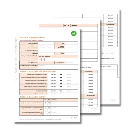 Evacuation Report Form 525 Get It Now