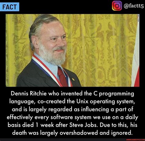 fact factts dennis ritchie who invented the c programming language co created the unix