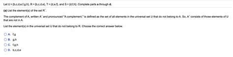 Solved Let U {b C D E F G H} R {b C D E} T {d E F}
