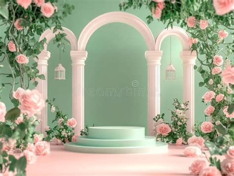 indoor wedding stage design with a semi circular archway classical
