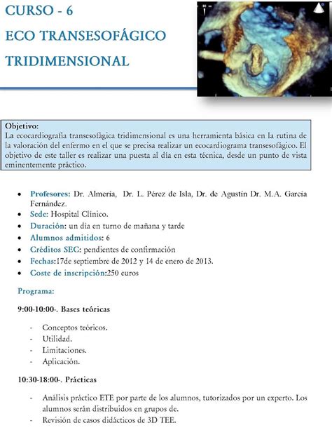 Todo Ecografía Médica CURSOS PRÁCTICOS DE IMAGEN CARDIACA AVANZADA