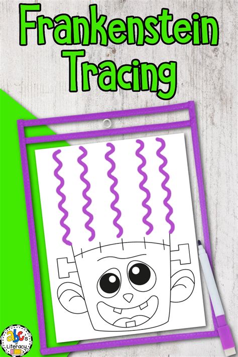 Frankenstein Tracing Worksheets For Preschool Halloween Literacy