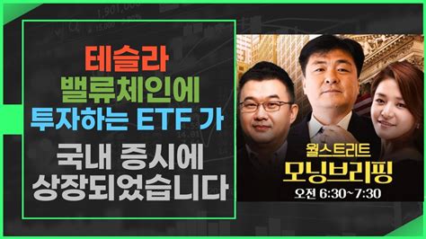 모닝브리핑 테슬라 밸류체인에 투자하는 ETF 가 국내증시에 상장되었습니다 미주미 ACE 한국투자신탁 YouTube