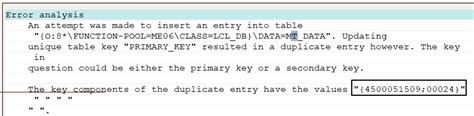 SAP ABAP Central TAB DUPLICATE KEY Issue During Delivery Due For STO