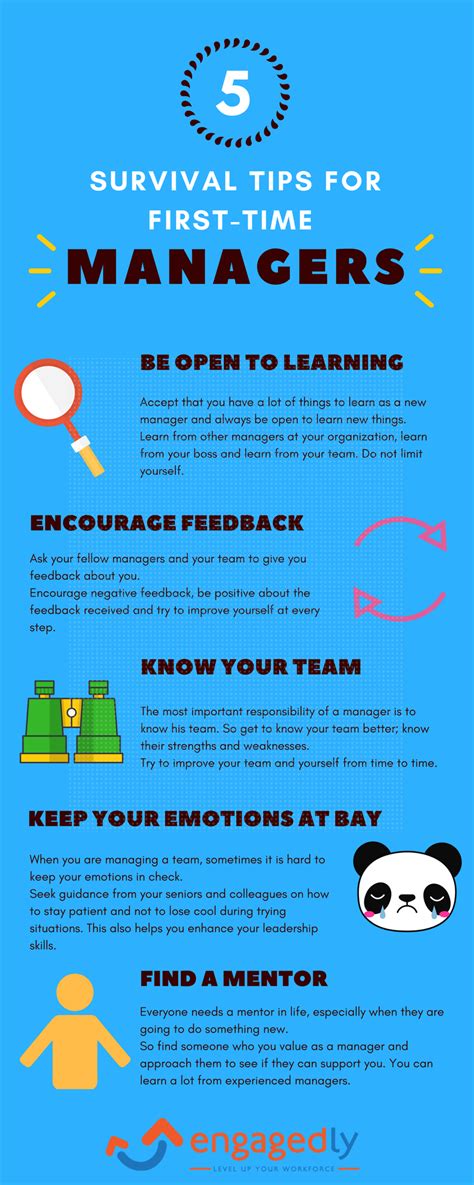 Survival Tips For First Time Managers Info Graphic Engagedly