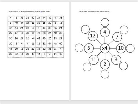 4 Times Table Activity Pack Teaching Resources