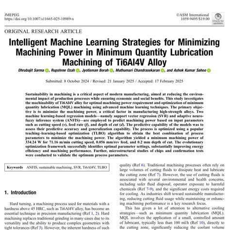 Machinelearning Manufacturing Sustainability Mql Ti6al4v Dr Dhrubajit Sarma