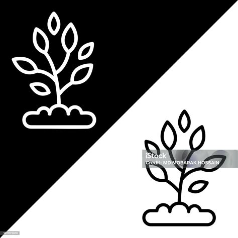 白黒の背景に植物のベクター画像アイコン農業アイコンコレクションの直線スタイルのアイコン しずくのベクターアート素材や画像を多数ご用意
