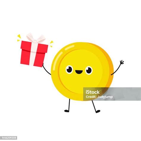 귀여운 금화 캐릭터 흰색 배경에 격리된 동전 만화 캐릭터 선물 상자 벡터입니다 2022년에 대한 스톡 벡터 아트 및 기타 이미지 2022년 감정 경제 Istock