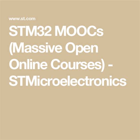 Stm32 Moocs Massive Open Online Courses Stmicroelectronics Artofit
