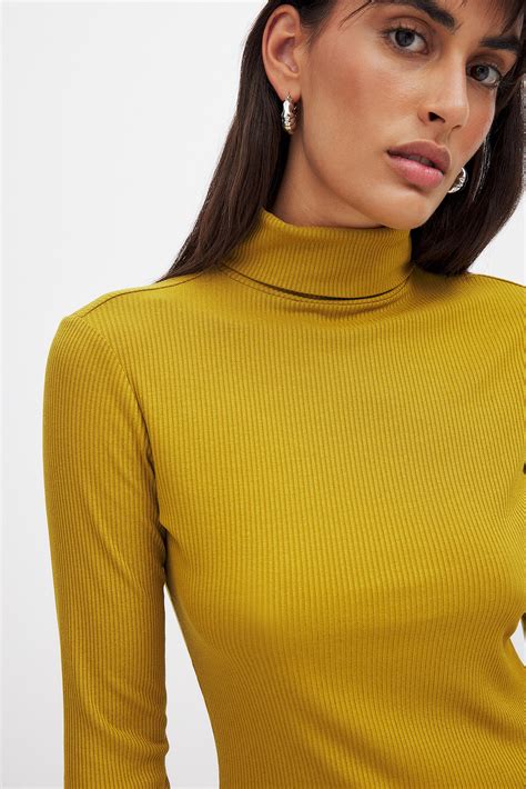 Long Sleeve Roll Neck Top Yellow Na Kd