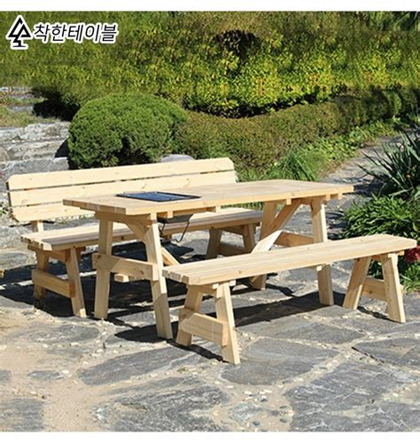 착한테이블 바베큐 야외 테이블 그릴 포함 정원 원목 의자 피크닉 테라스 옥상 마당 파라솔 가든 야외용 티몬