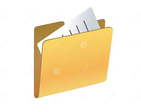 Classic Gradient Yellow Computer File Folder Icon With Document Stock