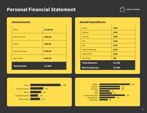 Personal Financial Statement Template Excel Venngage