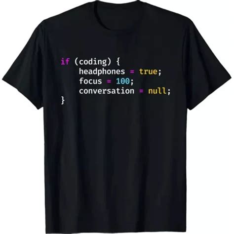Hot Trending T Shirt With Funny Programming If Coding Headphones Focus