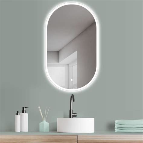 Miroir Design LED Ovale 45 X 75 Cm Montage Haut Croix Possible