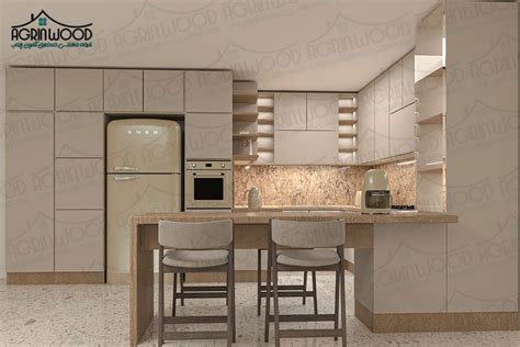 کابینت آشپزخانه کرم آگرین چوب