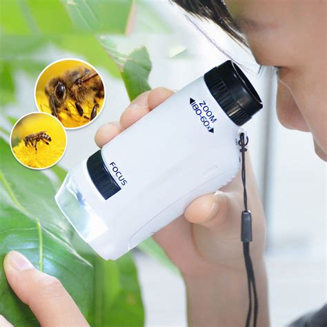 Brinquedos De Microscópio De Bolso Para Crianças Educativos Compactos Portáteis Com Luz Led