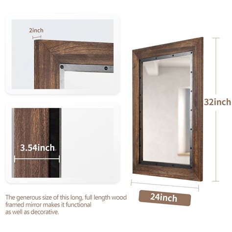 YOSHOOT Rustic Wooden Framed Wall Mirror Natural Wood And Iron Bathroom Vanity Mirror For