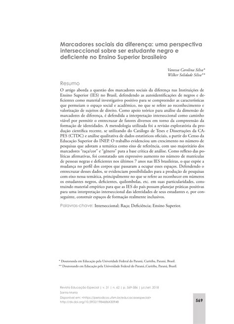 Pdf Marcadores Sociais Da Diferença Uma Perspectiva Interseccional