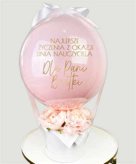 Flower box z balonem dla nauczycielki na prezent NAJLEPSZE ŻYCZENIA
