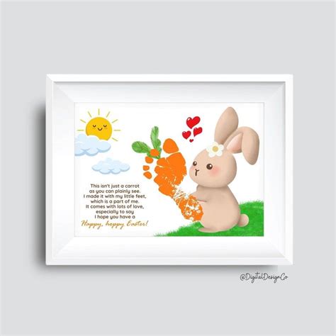 Happy Hoppy Easter Footprint Art Craft Poem Easter Bunny Carrot