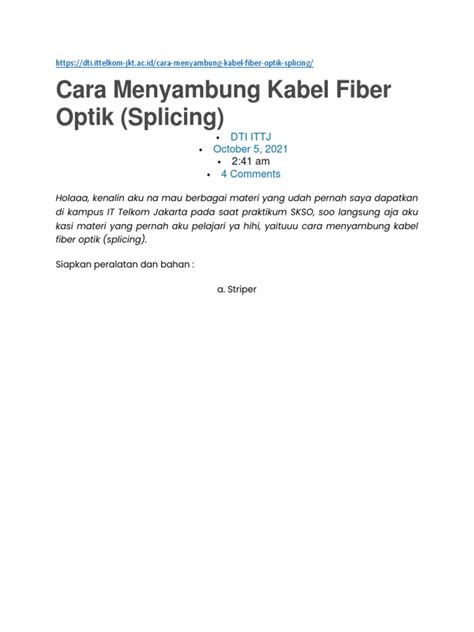 Cara Menyambung Kabel Fiber Optik Pdf