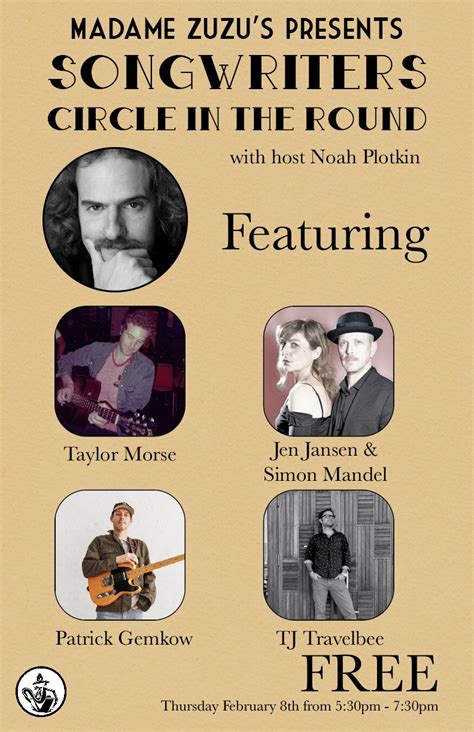 Songwriters Circle In The Round Live At Madame Zuzus — Life Rhythms